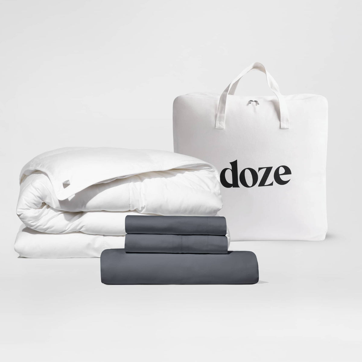 Percale Bundle - Zipper Duvet, Corner Snaps, Pillow Shams, Insert, Bag ...